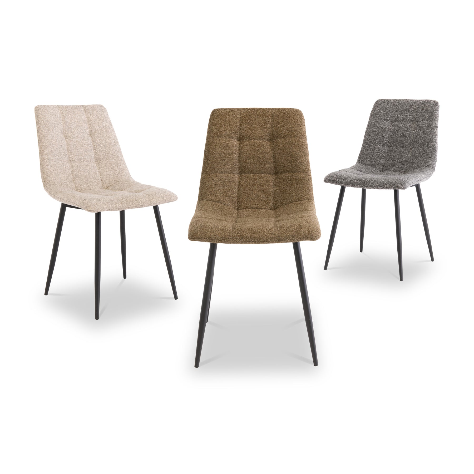 Edie Quilted Back Dining Chair | Grey Olive Linen | Roseland