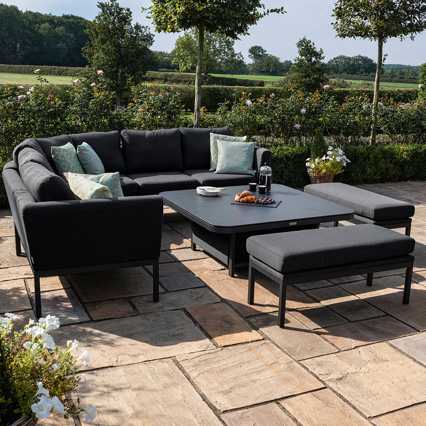 Maze Pulse Deluxe Corner Dining Set with Square Rising Table | Roseland