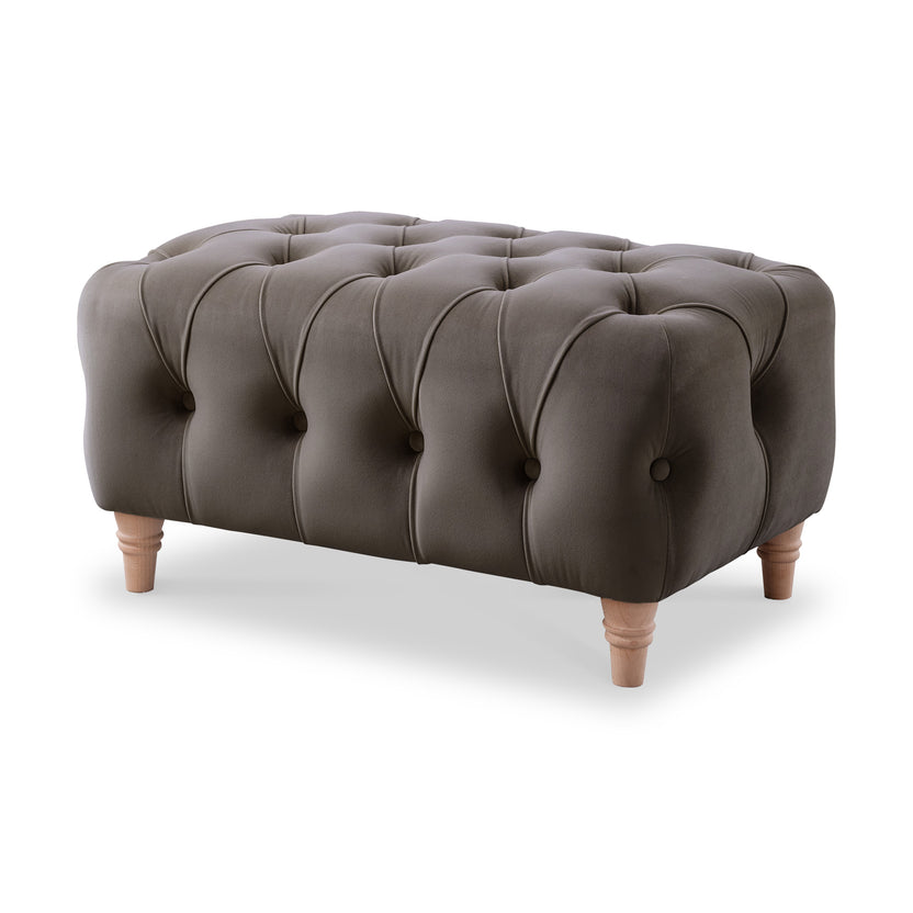 Clarence Velvet Button Tuft Footstool | 4 Colours | Roseland