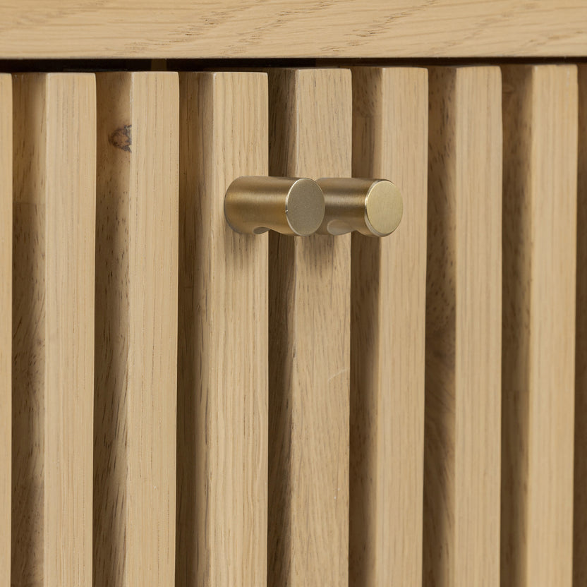 Finch Oak Slatted Storage Bench with 2 Doors for Hallway | Roseland