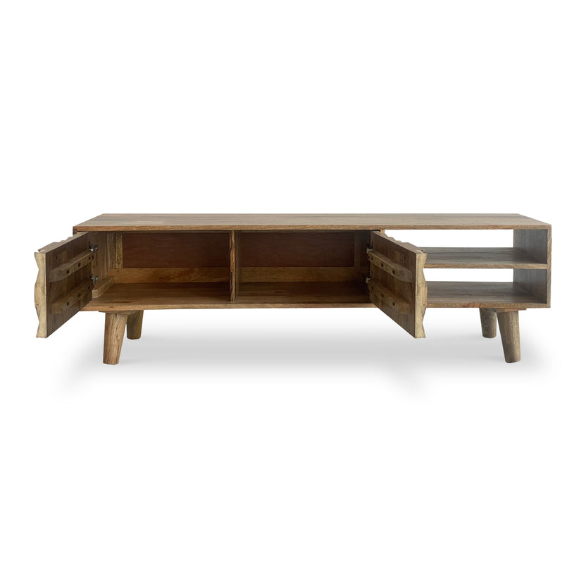 Enzo 3D Geometric Mango Wood Large TV Unit Stand for Living Room