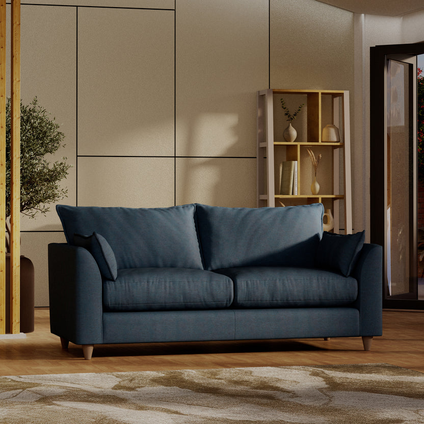 Munro Mid Century 3 Seater Sofa | Cream Marine Merlot Silver Roseland