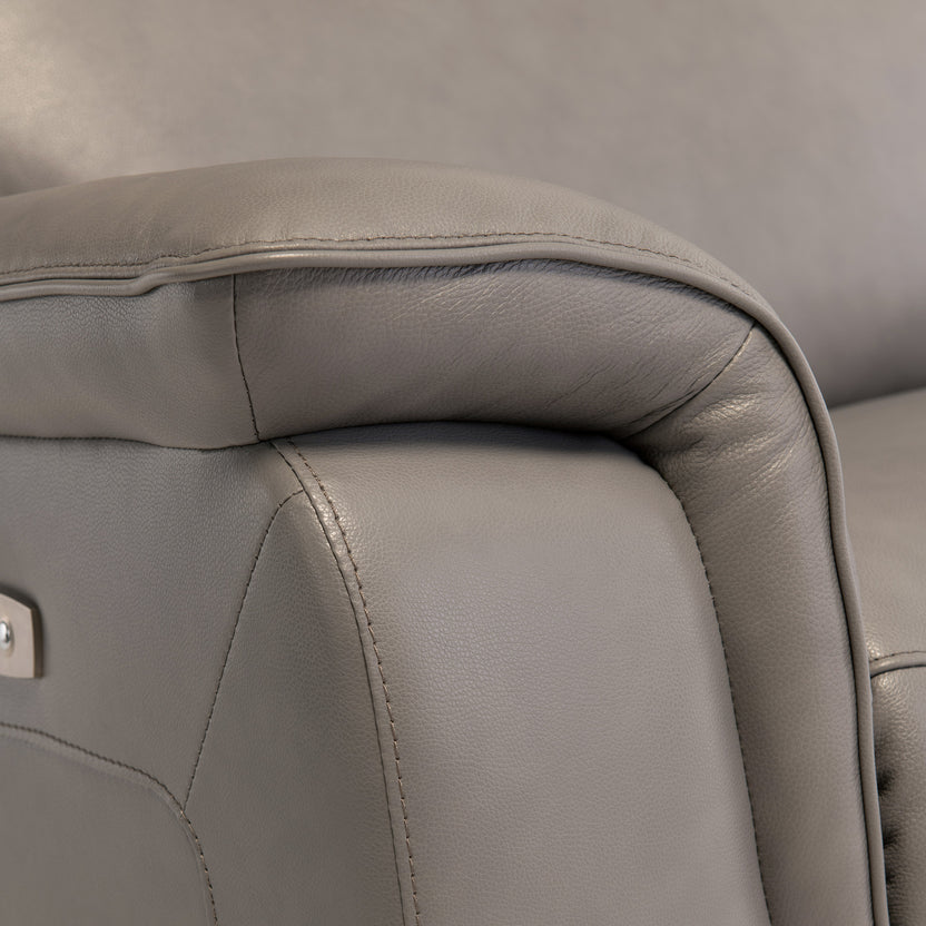 Walter Grey Leather Electric Reclining 3 Seater Sofa | Roseland