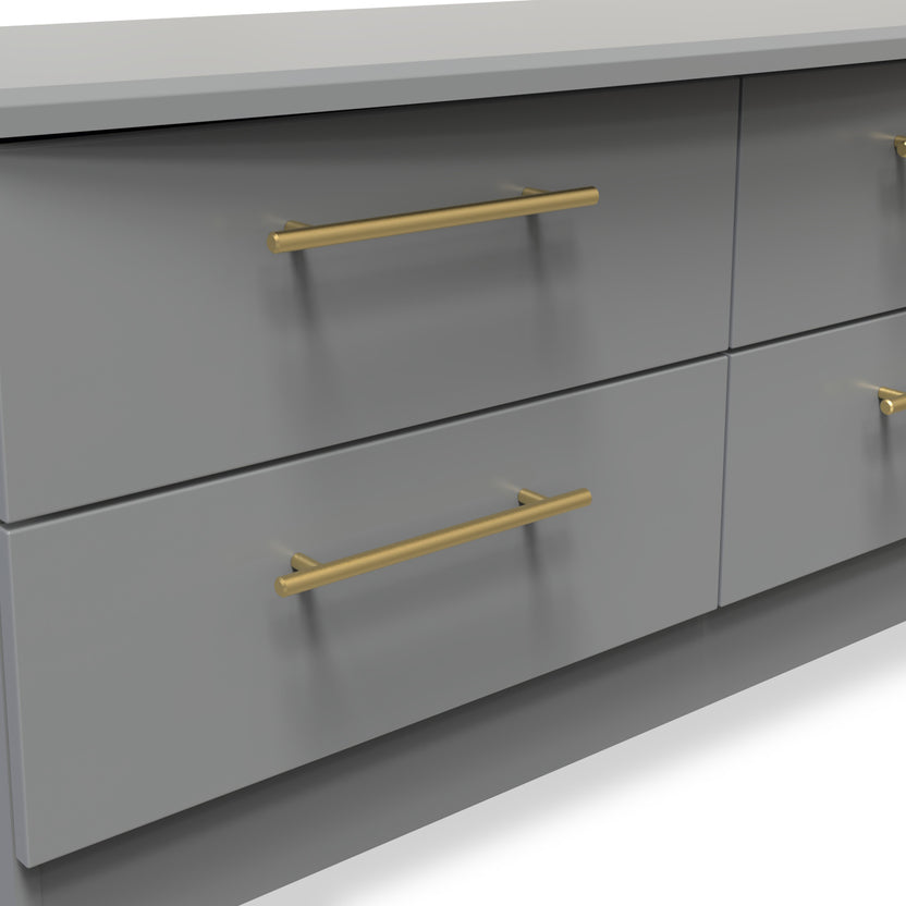 Bramham Grey 4 Drawer Low Storage Unit | Roseland