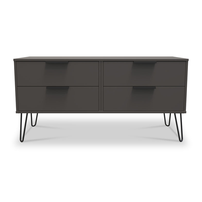 Moreno 4 Drawer Low Storage Chest Unit | Olive Green or Graphite Grey