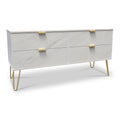 Moreno Marble Effect 4 Drawer Low Storage Chest Unit | Roseland