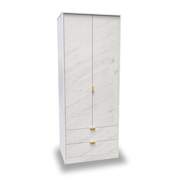 Moreno Marble Effect 2 Door 2 Drawer Double Wardrobe | Roseland
