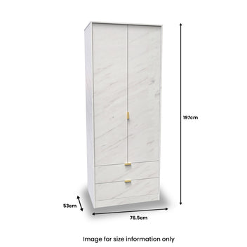 Moreno Marble Effect 2 Door 2 Drawer Double Wardrobe | Roseland
