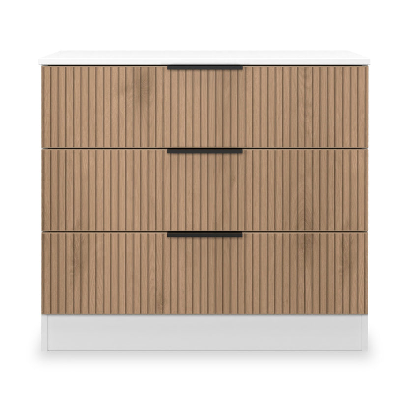 Jago Slatted Effect 3 Drawer Chest of Drawers for Bedroom | Roseland