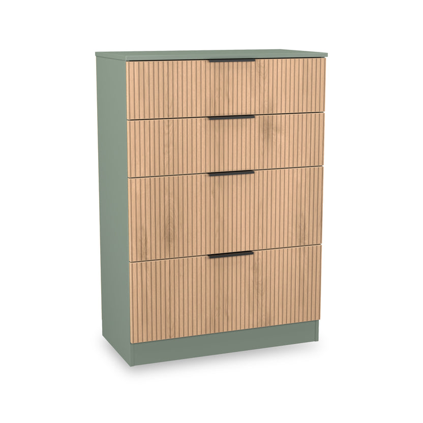 Jago Slatted Effect 4 Drawer Deep Chest of Drawers for Bedroom | Roseland
