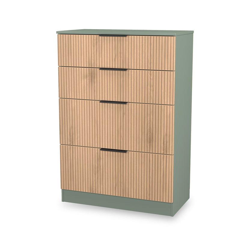Jago Slatted Effect 4 Drawer Deep Chest of Drawers for Bedroom | Roseland