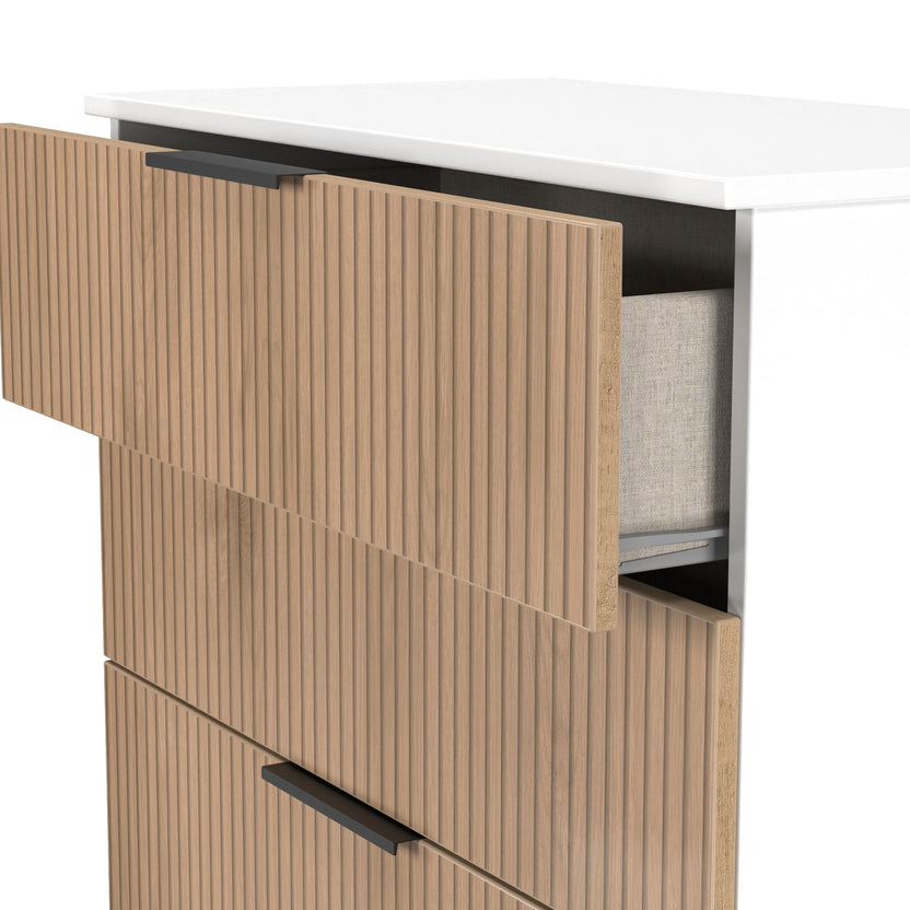 Jago Slatted Effect 4 Drawer Deep Chest of Drawers for Bedroom | Roseland