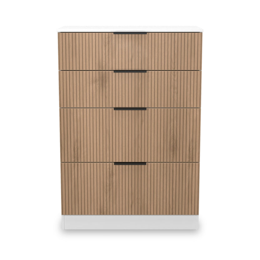 Jago Slatted Effect 4 Drawer Deep Chest of Drawers for Bedroom | Roseland