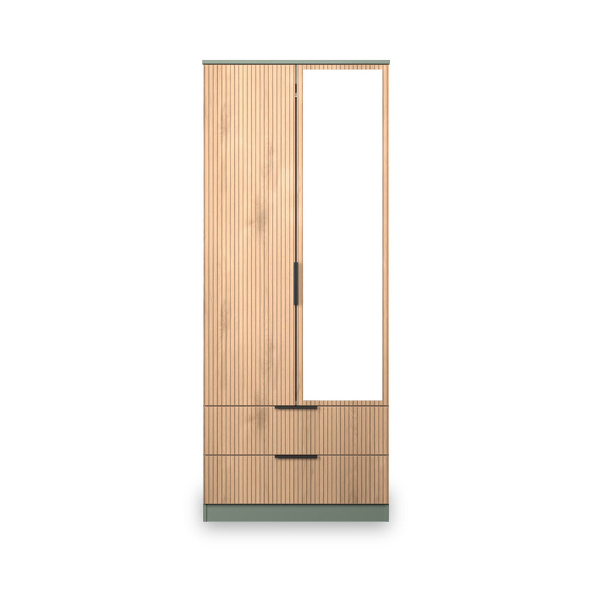Jago Slatted Effect 2 Door 2 Draw Mirrored Double Wardrobe | Roseland