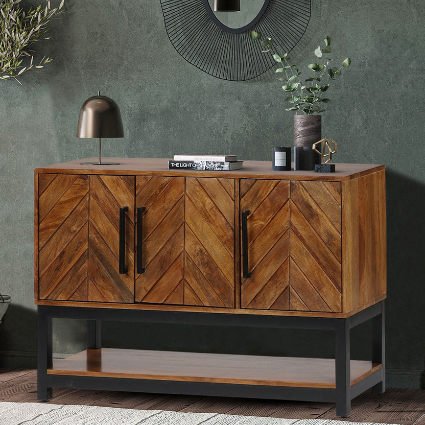 Loric Parquet Mango Wood Console Table / Sideboard Cabinet | Roseland