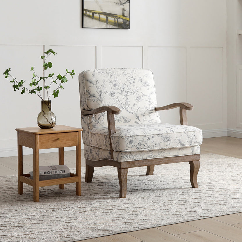 Bailey Meadow Print Cottage Accent Chair for Living Room | Roseland