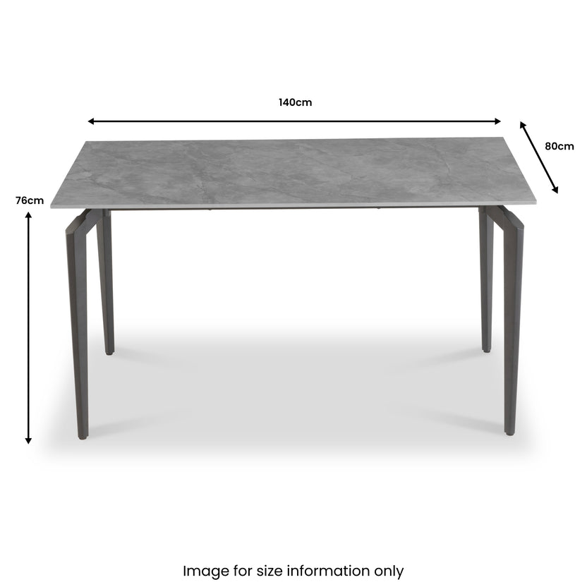 Nadia 140cm Grey Sintered Stone Dining Table for 4 People | Roseland