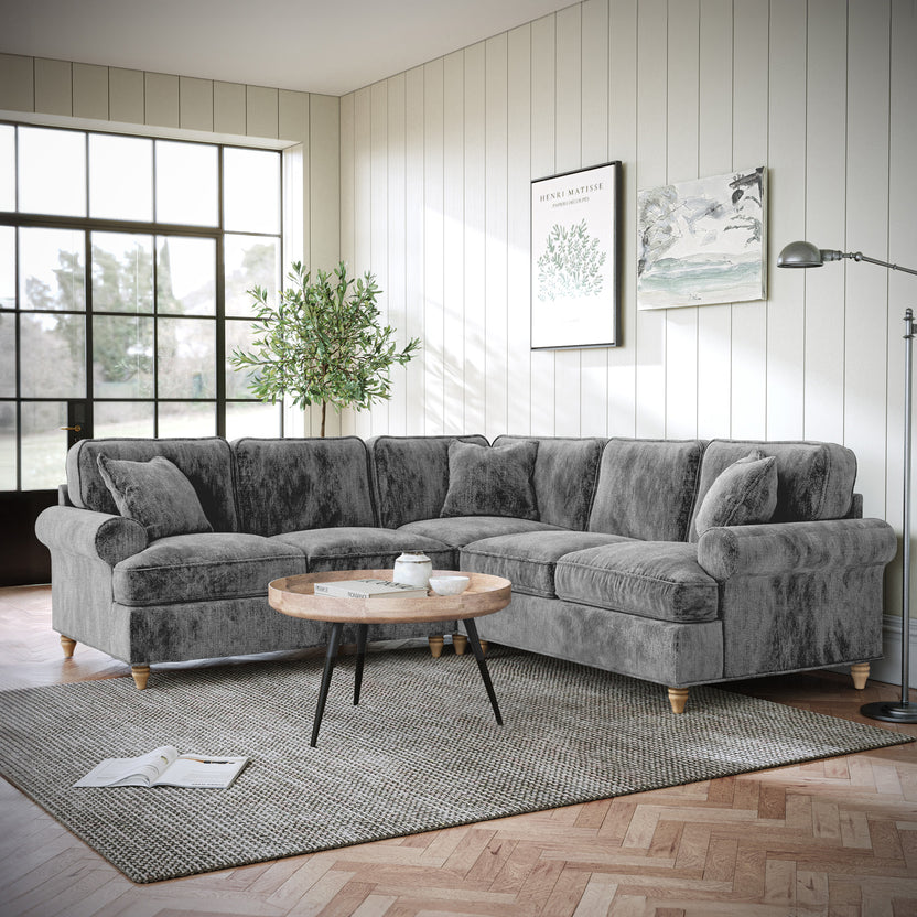 Alfie Large Corner Sofa | 8 Chenille Colours | Express Delivery | Roseland