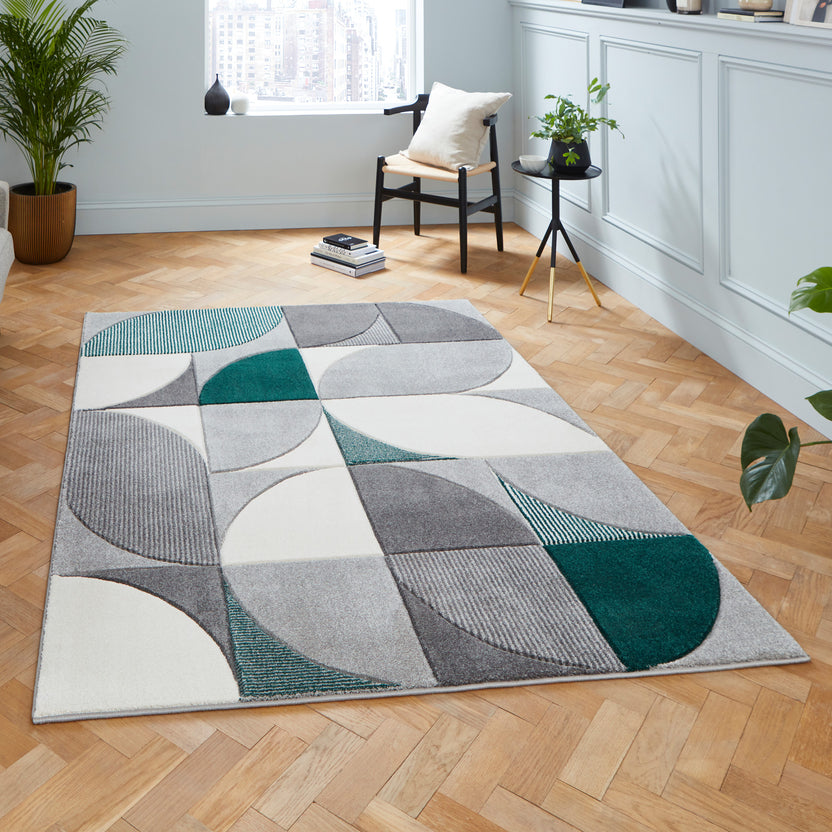 Regis Abstract Geometric Leaf Rectangular Rug for Living Room or ...