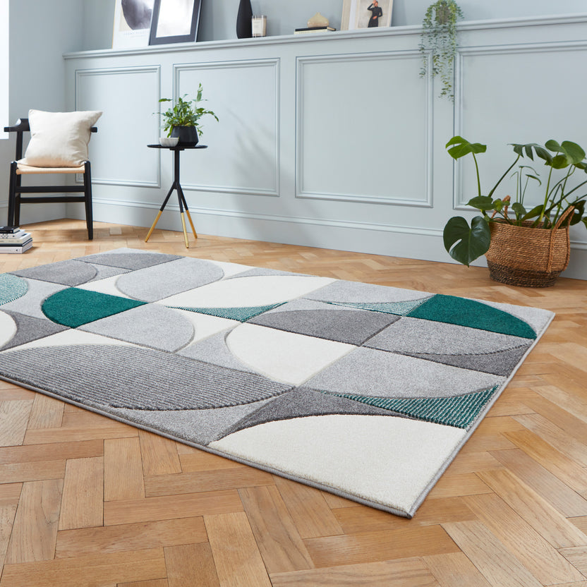 Regis Abstract Geometric Leaf Rectangular Rug for Living Room or ...