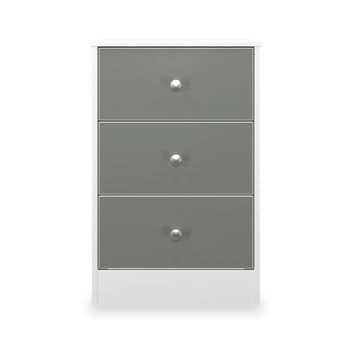 Bennet 3 Drawer Bedside Cabinet Table | White or Grey | Roseland