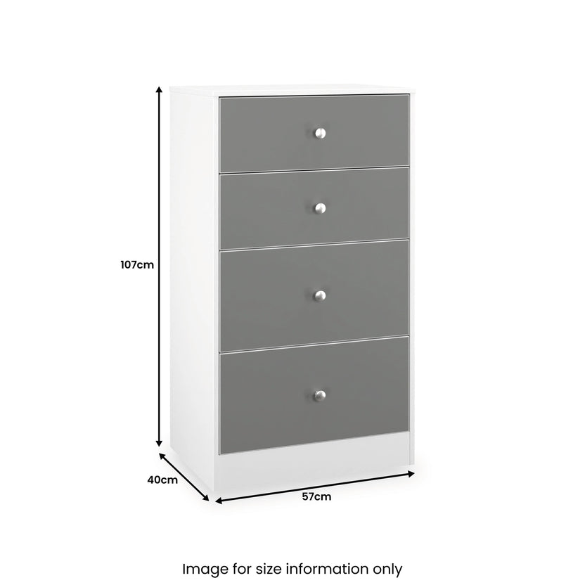 Bennet 4 Drawer Midi Deep Chest of Drawers | White Grey | Roseland