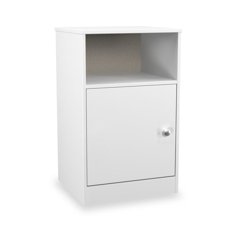 Bennet 1 Door Bedside Cabient Table | White or Grey | Roseland