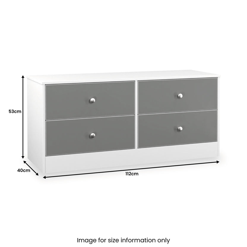 Bennet 4 Drawer Wide Bed Storage Chest | White or Grey | Roseland