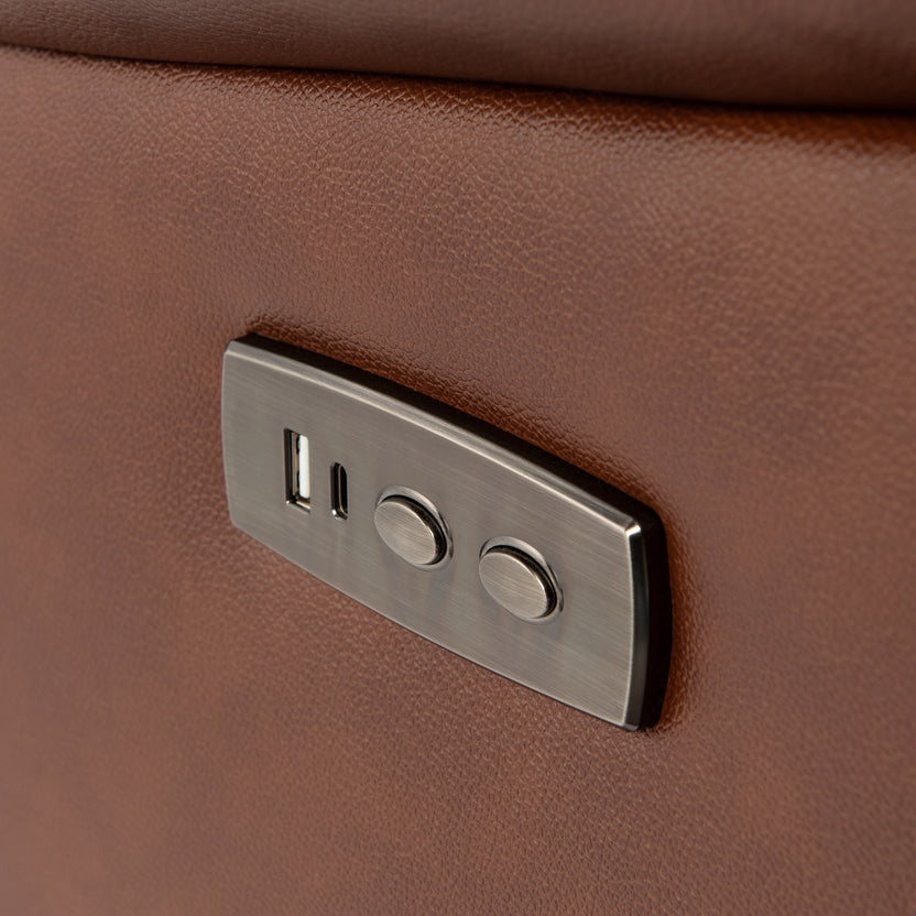 Selma Leather Electric Recliner 2 Seater Sofa | Dark Tan or Grey
