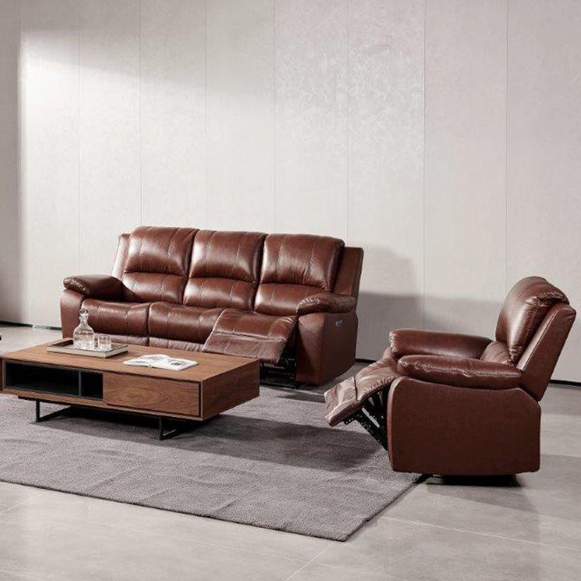 Selma Leather Electric Recliner Armchair | Dark Tan or Grey