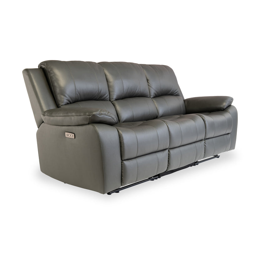 Selma Leather Electric Recliner 3 Seater Sofa | Dark Tan or Grey