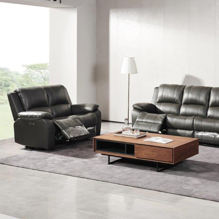 Selma Leather Electric Recliner 3 Seater Sofa | Dark Tan or Grey