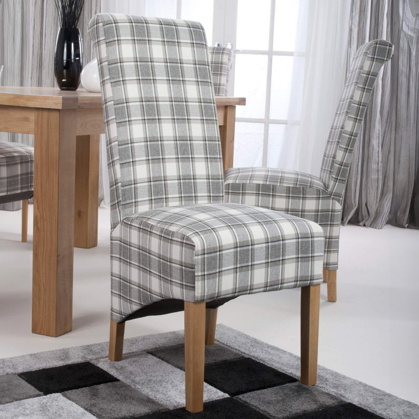 Genna Checked Herringbone Dining Chair | Cappaccino | Roseland