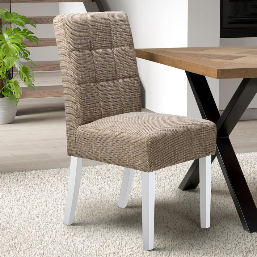 Madoc Oatmeal Waffle Stitch Dining Chair | 4 Leg Colours | Roseland