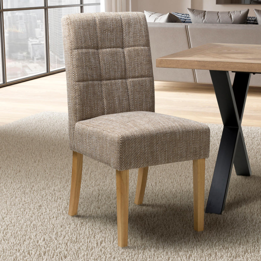 Madoc Oatmeal Waffle Stitch Dining Chair | 4 Leg Colours | Roseland