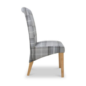 Deryn Check Dining Chair with Natural Legs | Grey or Yellow | Roseland
