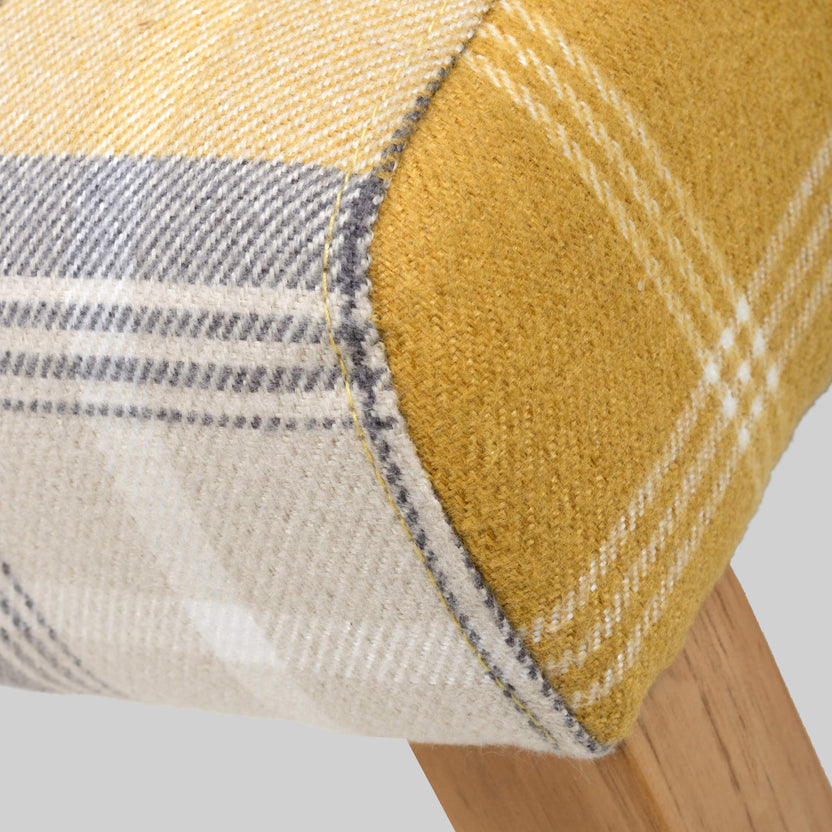 Deryn Check Dining Chair with Natural Legs | Grey or Yellow | Roseland