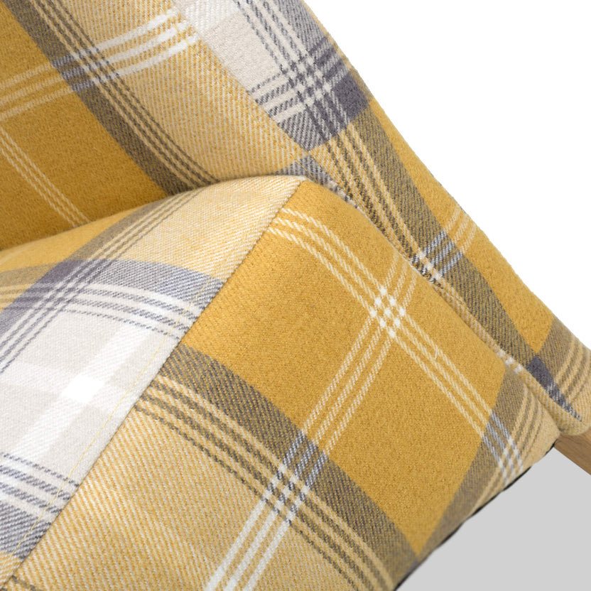 Deryn Check Dining Chair with Natural Legs | Grey or Yellow | Roseland
