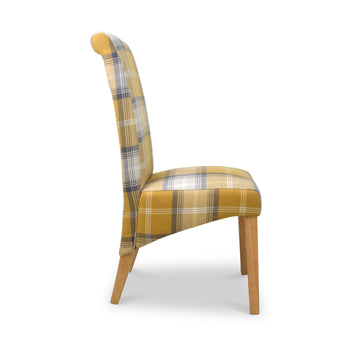 Deryn Check Dining Chair with Natural Legs | Grey or Yellow | Roseland