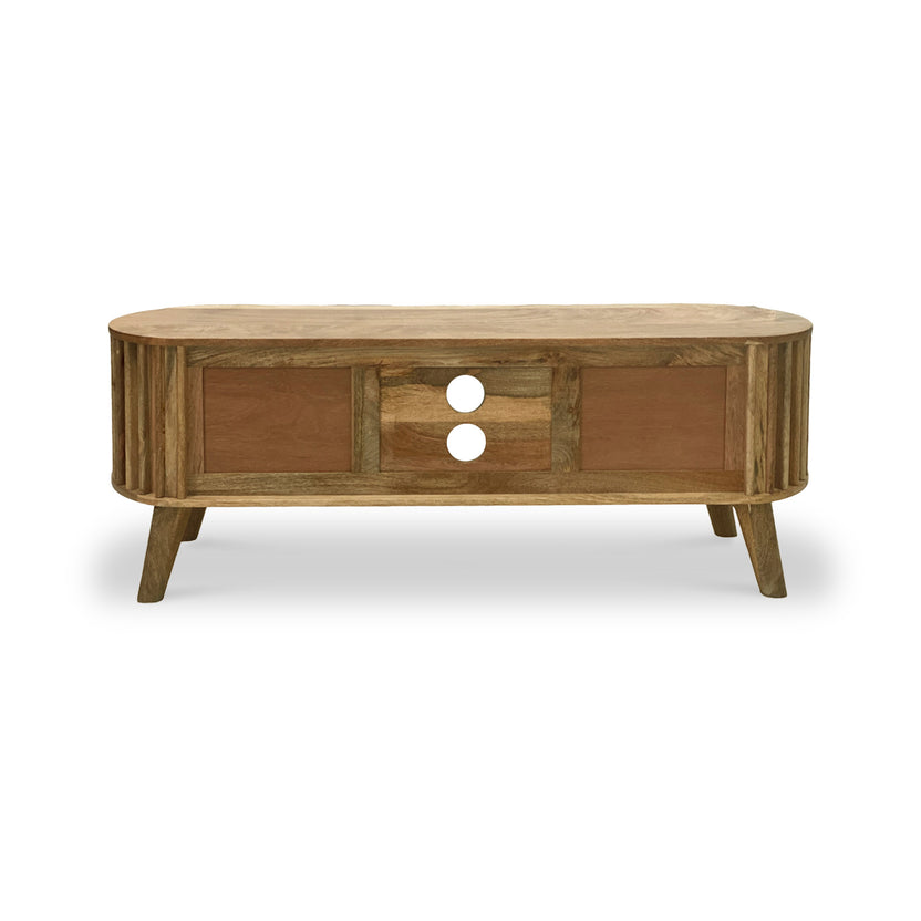 Leo Slatted Mango Wood Large TV Unit Stand for Living Room | Roseland