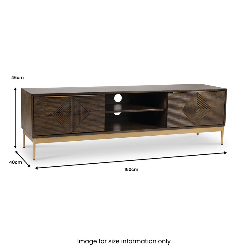 Beau Grooved Mango Wood Extra Large TV Unit Stand for Living Room
