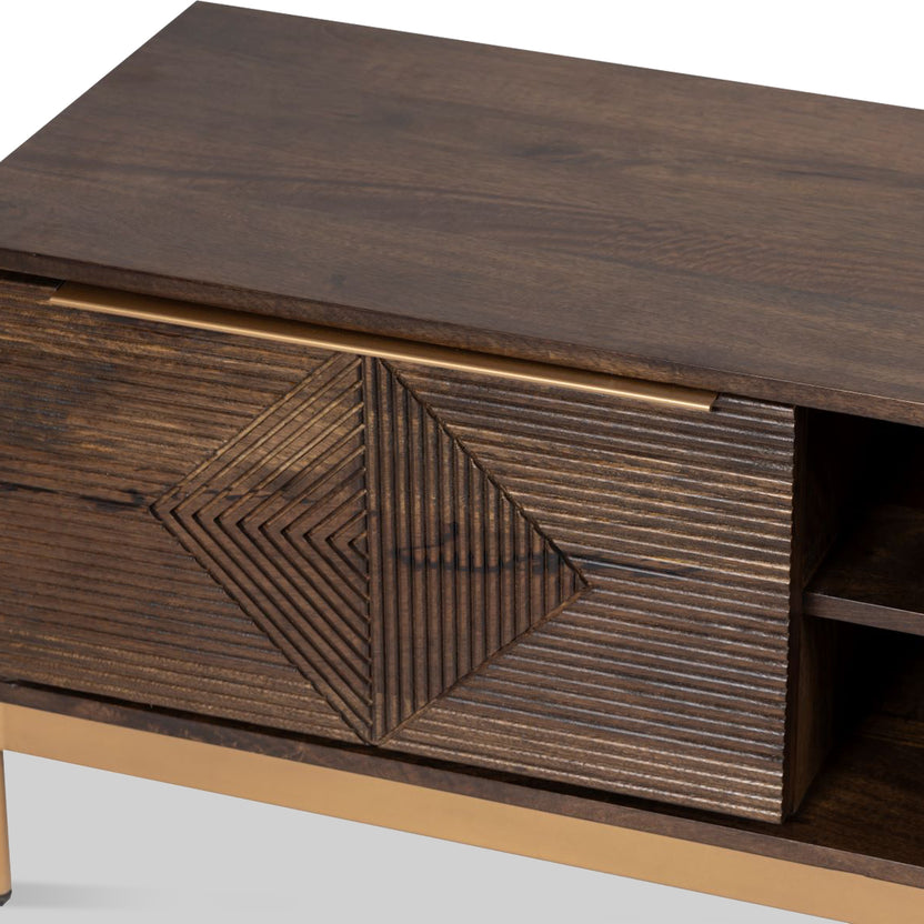 Beau Grooved Mango Wood Extra Large TV Unit Stand for Living Room