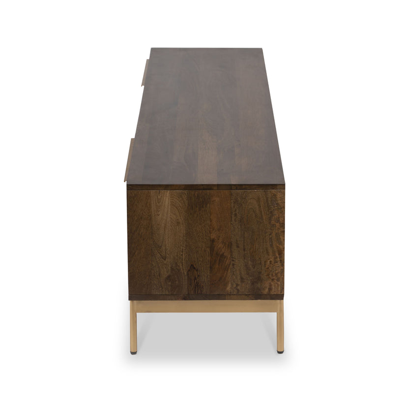 Beau Grooved Mango Wood Extra Large TV Unit Stand for Living Room