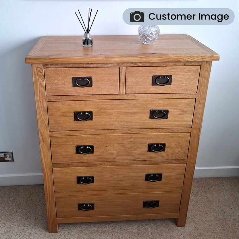 Surrey Oak 2 Over 4 Chest of Drawers | Rustic Waxed Oak