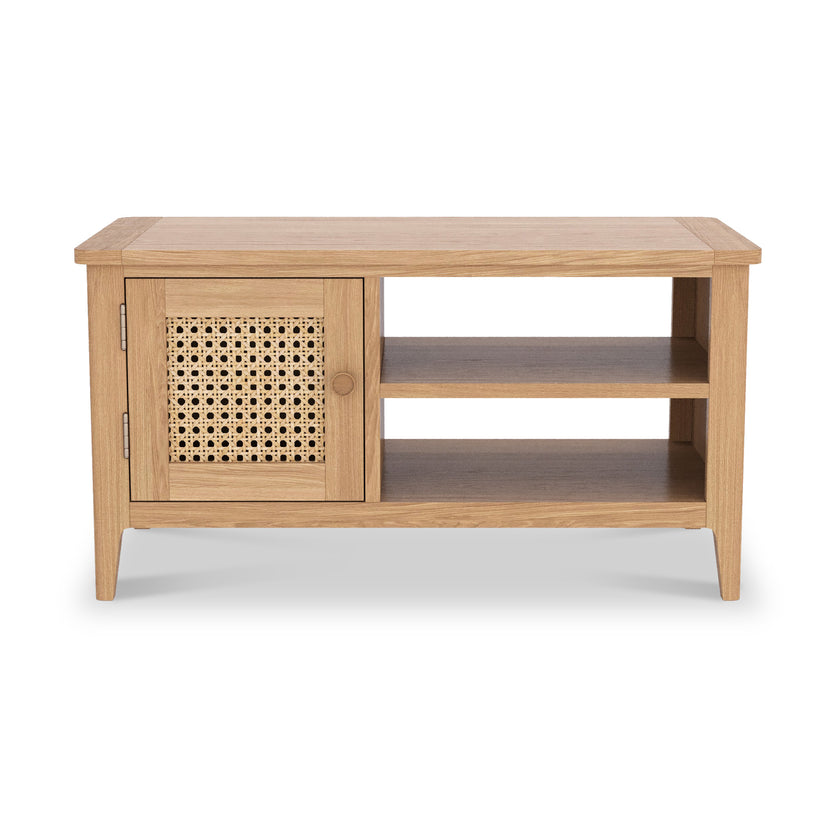 Albany Oak & Rattan Small TV Unit for Scandi Living Room | Roseland