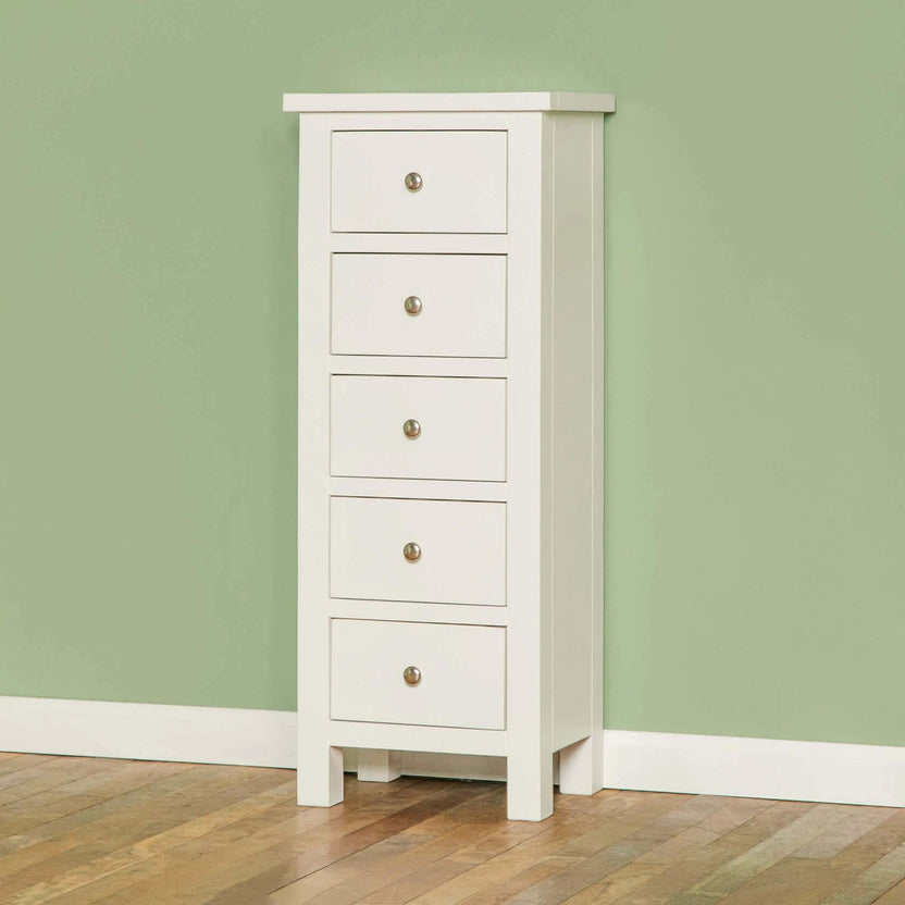 Cornish Tallboy Storage | White Grey Tall Chest of Drawers | Roseland