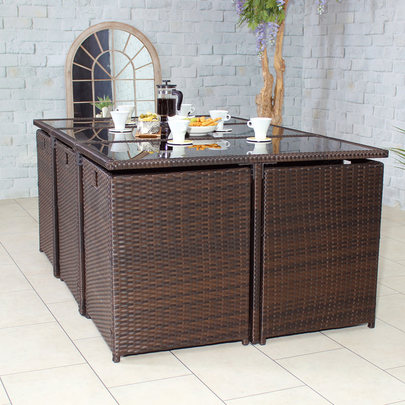 Cannes 10 Seater Rattan Cube Dining Set | Roseland