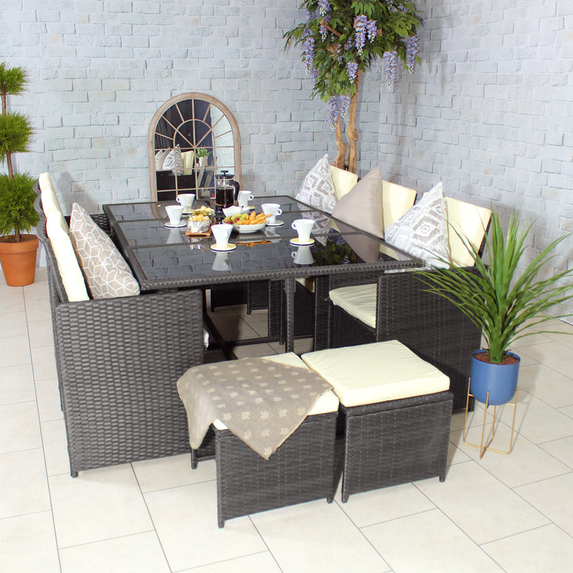 Cannes 10 Seater Rattan Cube Dining Set | Roseland