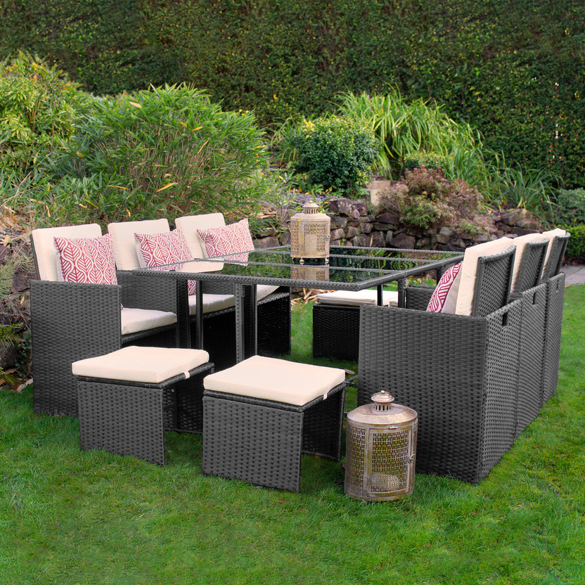 Cannes 10 Seater Rattan Cube Dining Set | Roseland
