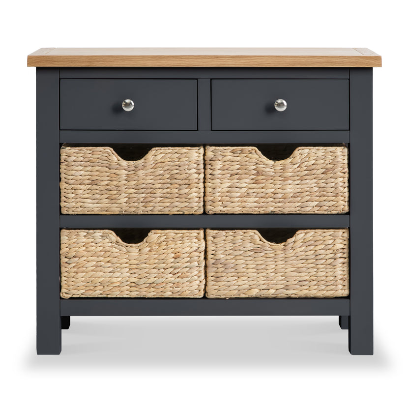 Farrow Console Table with Baskets | Grey or Charcoal | Roseland